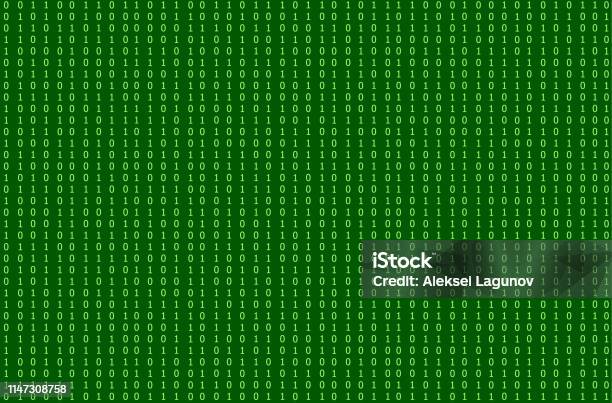 Vector Seamless Pattern Green Binary Code Stream Background Technology Illustration Stock