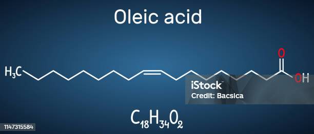 Asam Oleat Molekul Formula Kimia Struktural Dan Model Molekul Pada