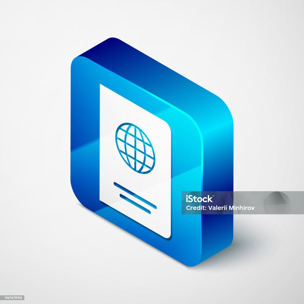 Isometric Passport With Biometric Data Icon Isolated On White