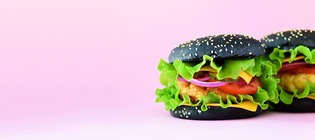 Spanduk Makanan Cepat Saji Burger Daging Berair Dengan Daging Sapi Keju