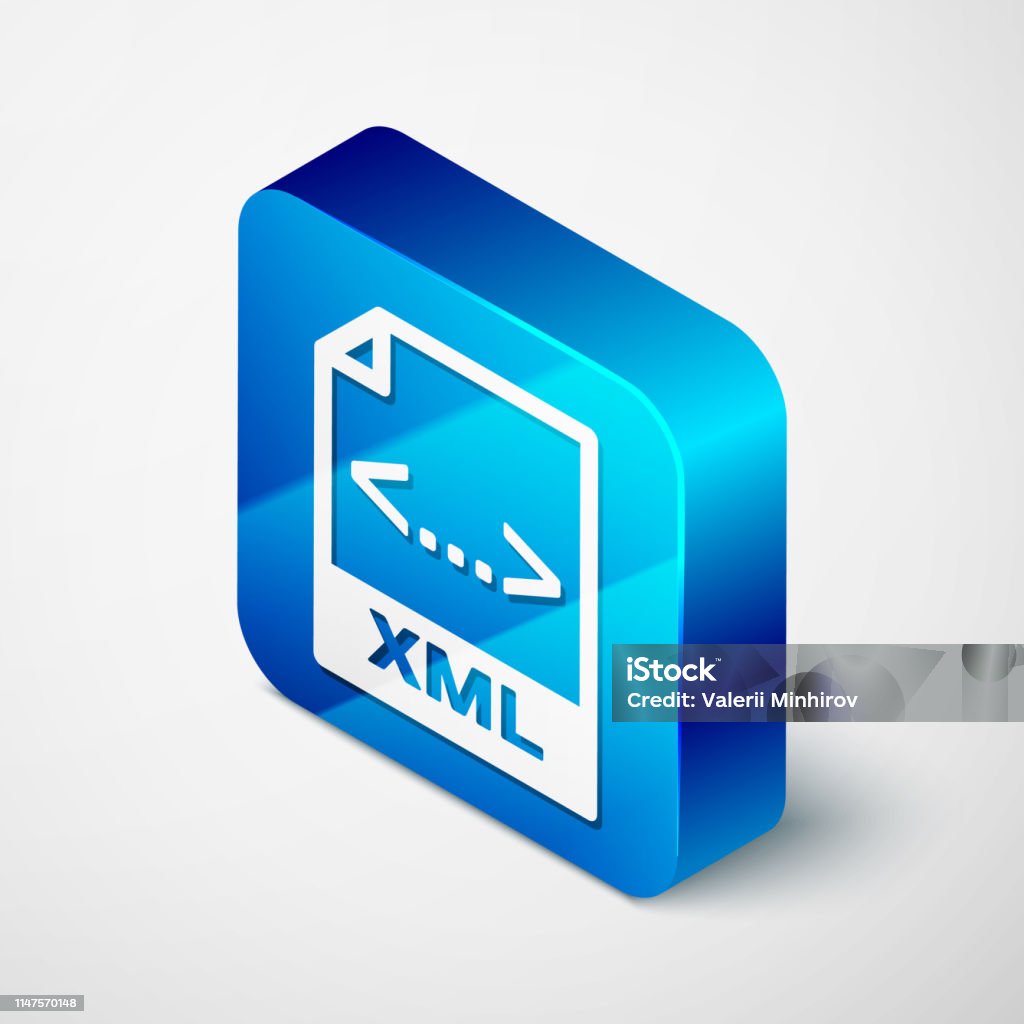 Isometric Xml File Document Icon Download Xml Button Icon Isolated On White Background Xml File