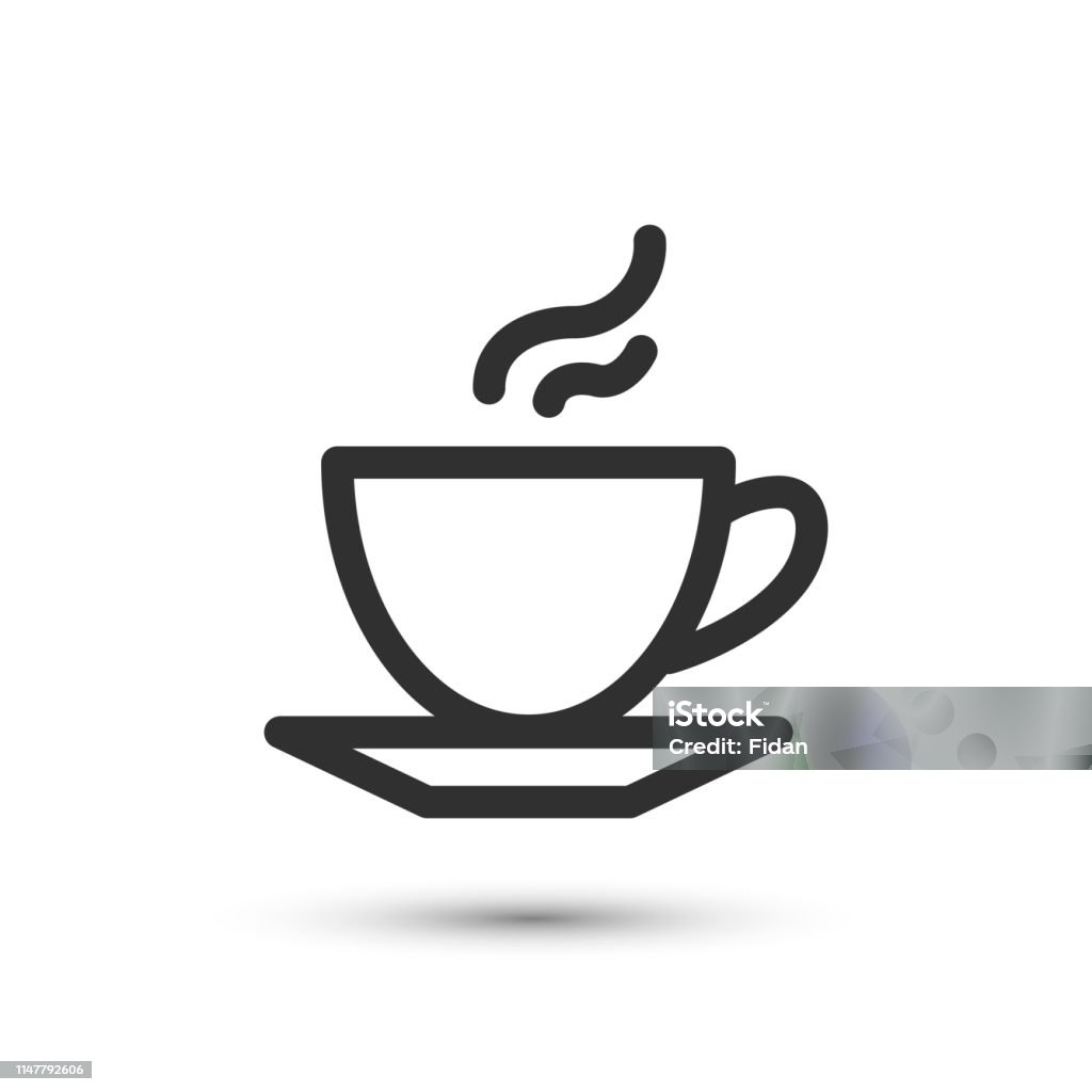 Vetores De Copo Do Ícone Quente Do Chá Café No Estilo Liso Vector O