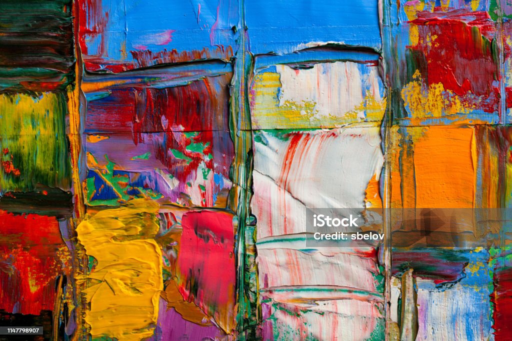 Lukisan Abstrak Lukisan Minyak Yang Digambar Tangan Tekstur Warna Foto