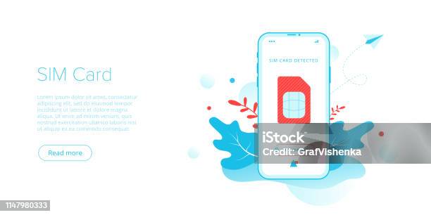 Konsep Kartu Sim Dalam Ilustrasi Vektor Isometrik Jaringan Seluler