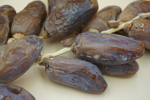 Closeup Manis Buah Kurma Kering Atau Kurma Makanan Ramadan Foto Stok