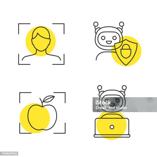 Machine Learning Icons Stock Illustration Download Image Now Facial Recognition Technology