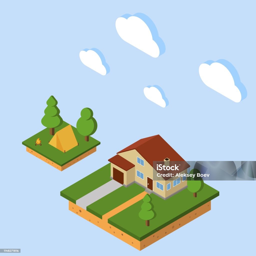 Vektor Isometrik Rumah Pedesaan Pinggiran Kota Isometrik Diatur Untuk ... Vektor Isometrik Rumah Pedesaan Pinggiran Kota Isometrik Diatur Untuk ...