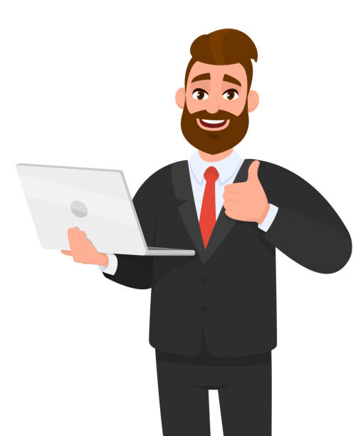 330+ Business Man Vector Character Happy Holding Laptop Notebook Stock ... 330+ Business Man Vector Character Happy Holding Laptop Notebook Stock ...