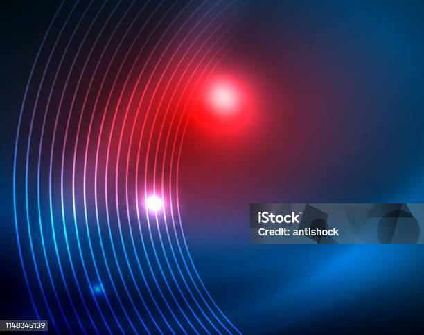 Lingkaran Neon Biru Garis Melingkar Abstrak Latar Belakang Pola Abstrak
