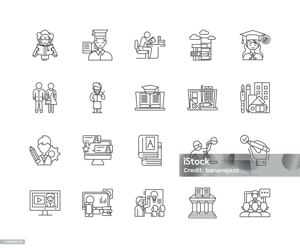 Class Line Icons Signs Vector Set Outline Illustration Concept Stock Illustration Download