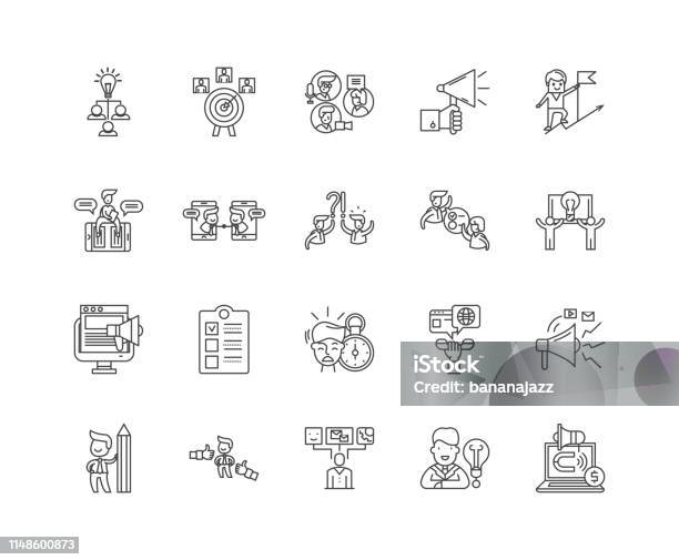Ikon Garis Tanda Seru Tanda Set Vektor Konsep Ilustrasi Kerangka