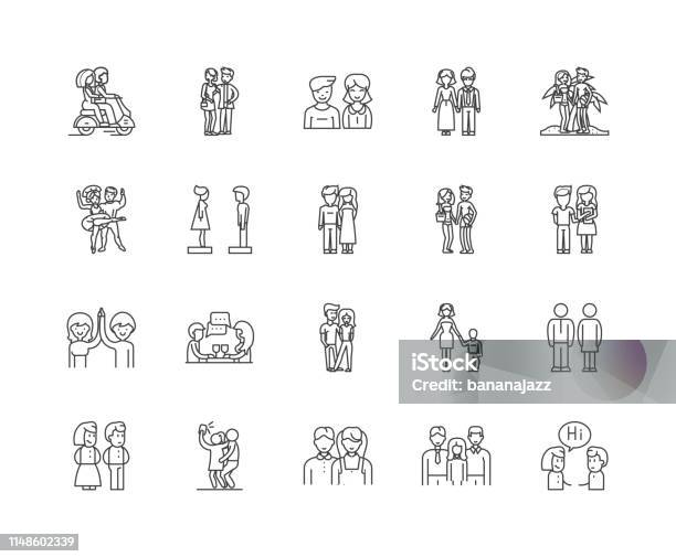 Ikon Garis Favorit Tanda Set Vektor Konsep Ilustrasi Kerangka Ilustrasi