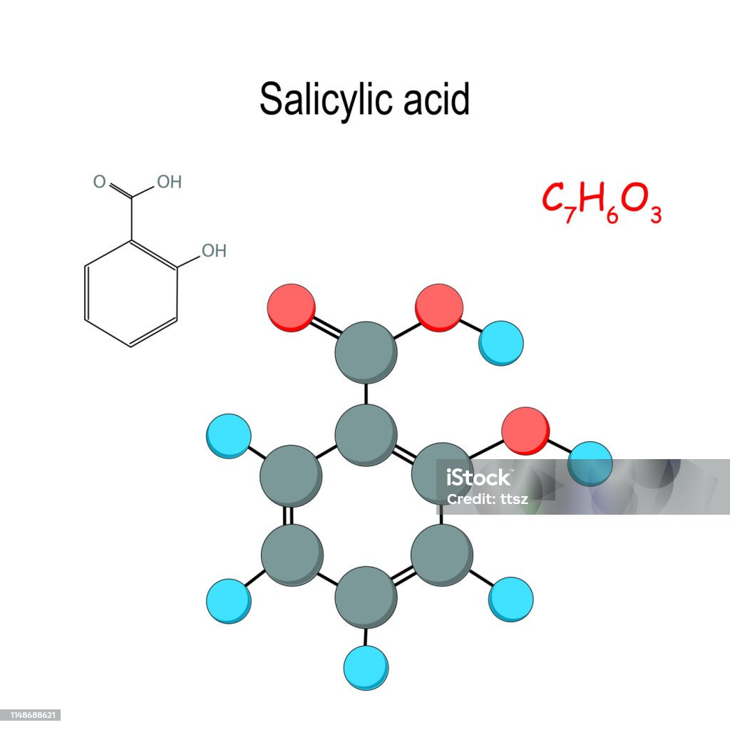 Salicylic Acid Chemical Structural Formula And Model Of Hormone