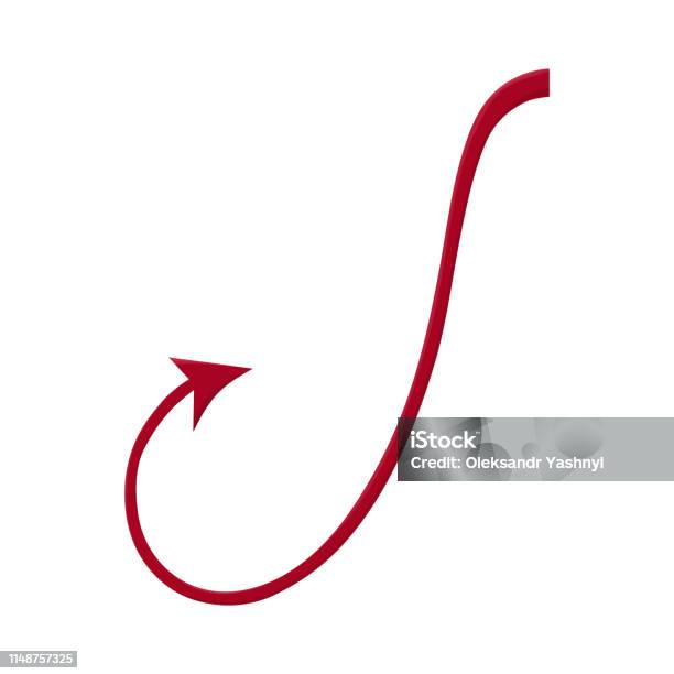 Queue De Diable Rouge Disolement Sur Le Fond Blanc Style De Dessin