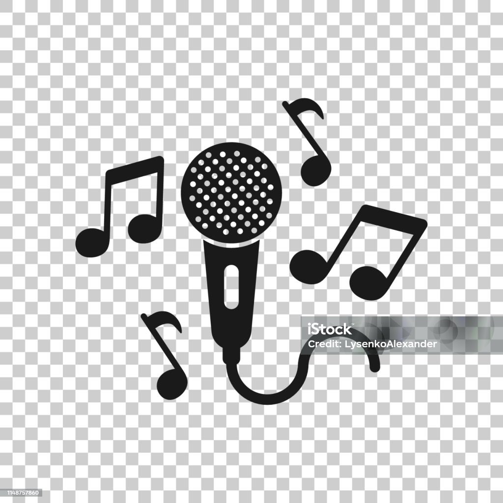 透明なスタイルでカラオケ音楽のアイコン孤立した背景にマイク音声ベクトルイラストオーディオ機器のビジネスコンセプト アイコンのベクターアート
