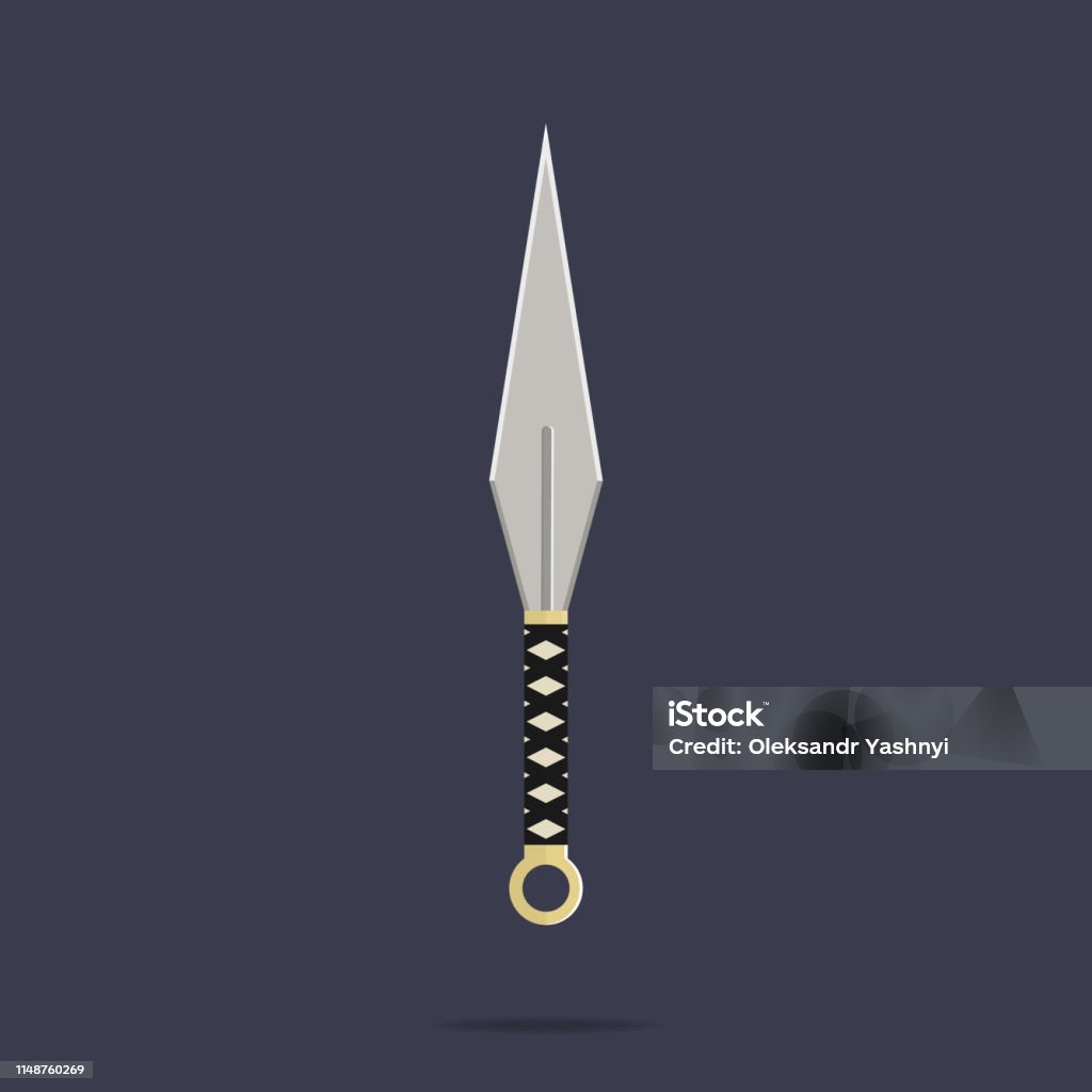 Kunai Throwing Knife Icon Ninja Weapon Samurai Equipment Cartoon Style Clean And Modern Vector