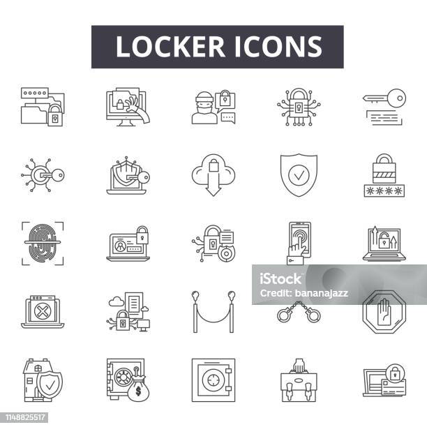 Ikon Garis Konsep Loker Tanda Set Vektor Konsep Linier Ilustrasi