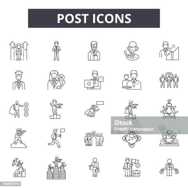 Ikon Garis Pos Tanda Set Vektor Konsep Linear Ilustrasi Kerangka