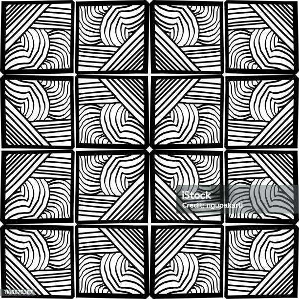 Vektor Pola Abstrak Geometris Dengan Suku Hitam Dan Putih Ilustrasi