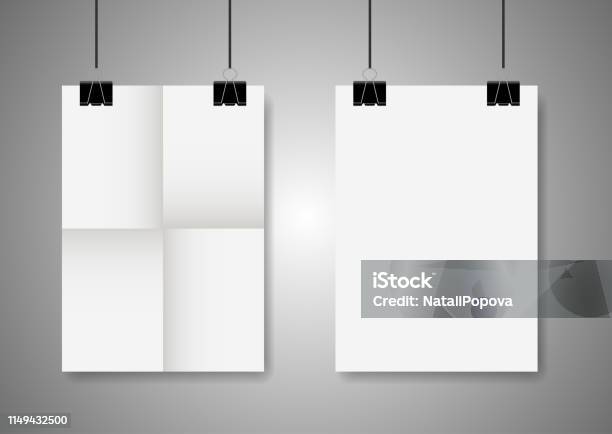 Twice A Folded Poster With Clampsposter With Clamps Vector Illustration
