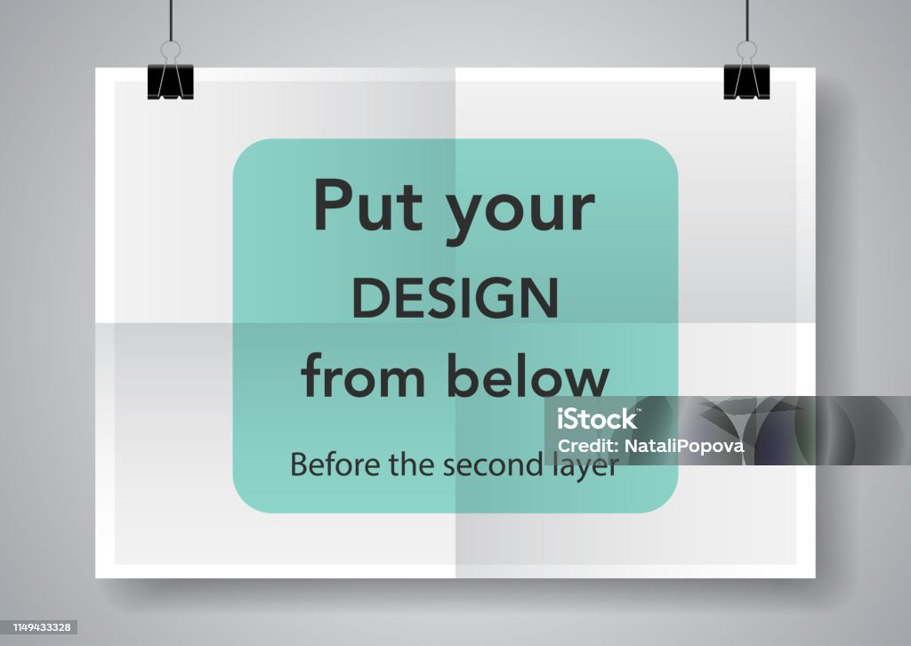 Twice A Folded Poster With Clamps Vector Illustration Stock
