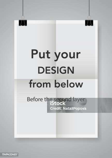 Twice A Folded Poster With Clamps Vector Illustration Stock