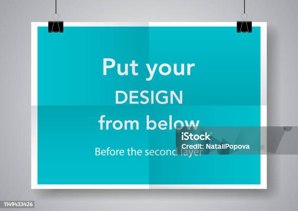 Twice A Folded Poster With Clamps Vector Illustration Stock