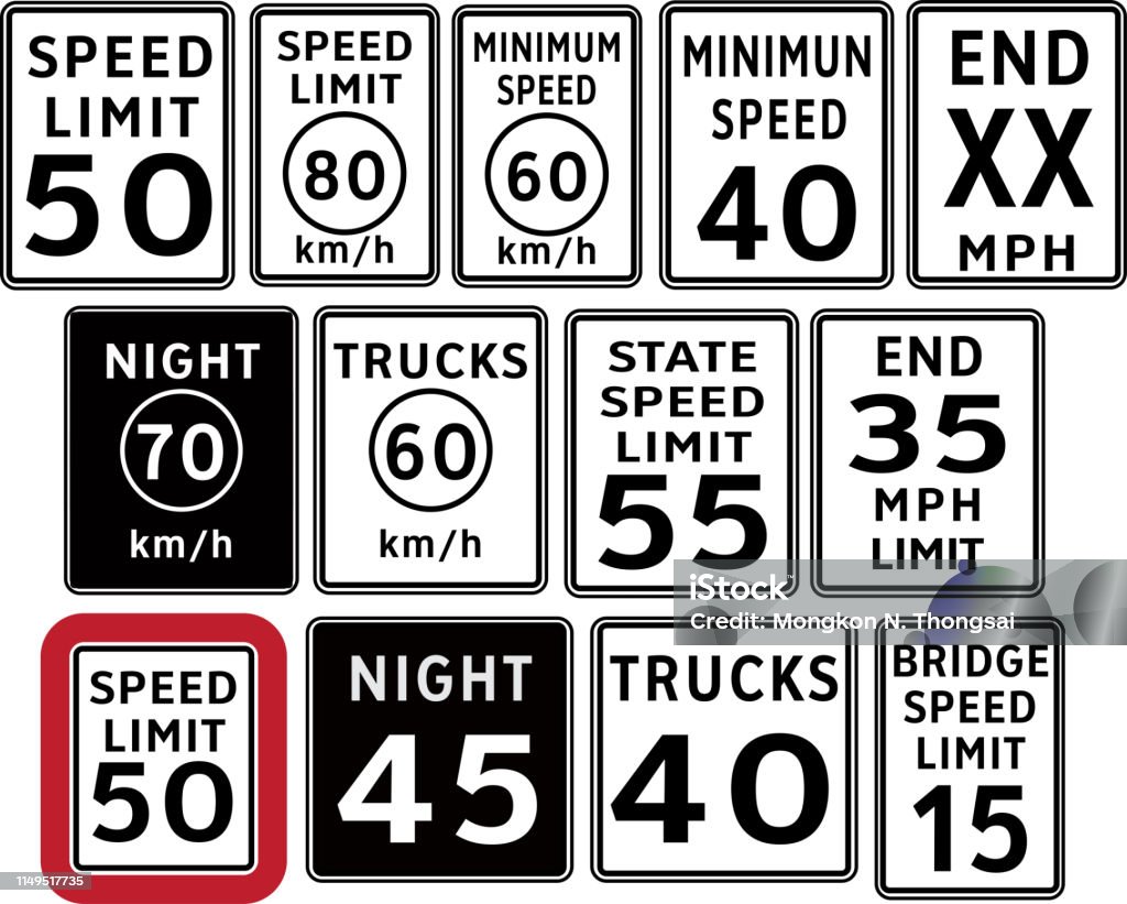 Signalisation Réglementaire Limite De Vitesse Design Plat Illustration