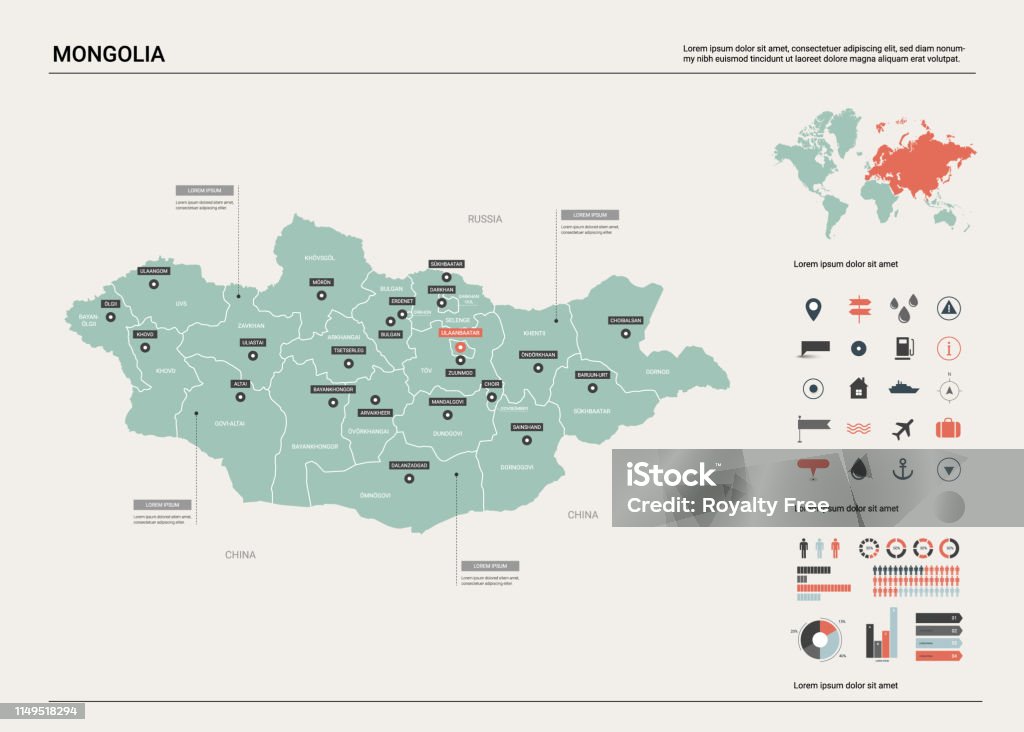 Carte Vectorielle De La Mongolie Carte De Pays Avec La Division Les