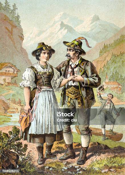 Pasangan Dengan Pakaian Tradisional Dari Lembah Zillertal Ilustrasi ... Pasangan Dengan Pakaian Tradisional Dari Lembah Zillertal Ilustrasi ...