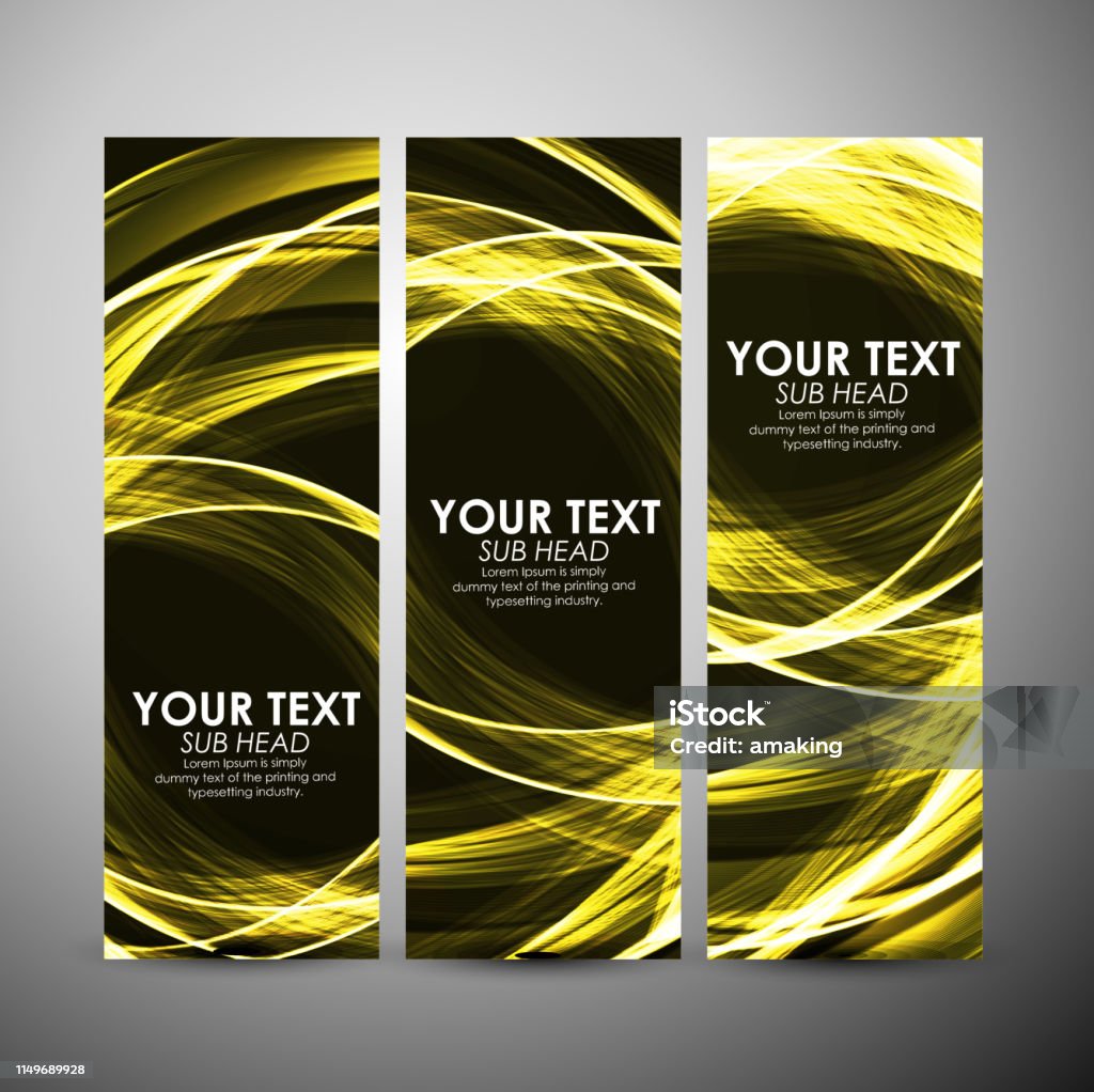 Abstract Yellow Neon Lights Vector Vertical Banners Set Background ... Abstract Yellow Neon Lights Vector Vertical Banners Set Background ...