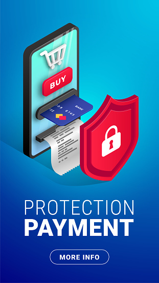 Online Payment Protection Concept Button Vertical Stock Illustration ... Online Payment Protection Concept Button Vertical Stock Illustration ...