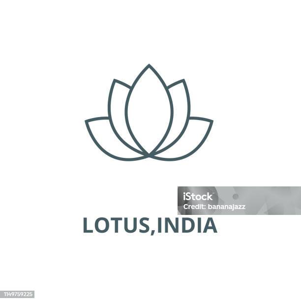 Vetores De Lótus Ícone Da Linha Do Vetor De India Conceito Linear Sinal