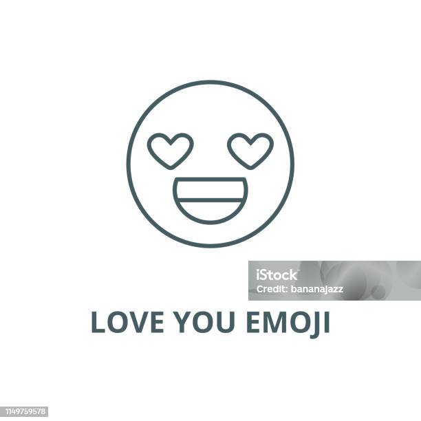 Love You Emoji Vector Line Icon Konsep Linear Tanda Kerangka Simbol Ilustrasi Stok Unduh