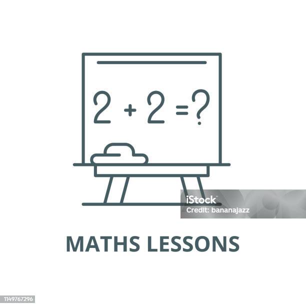 Ikon Garis Vektor Pelajaran Matematika Konsep Linear Tanda Kerangka