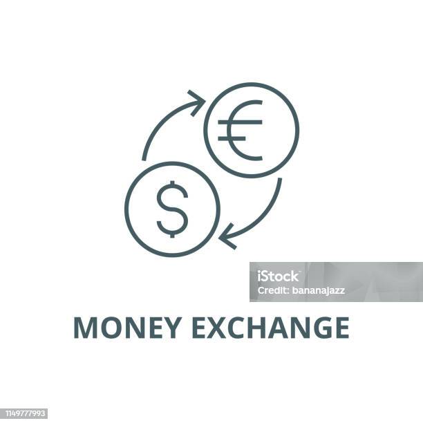 Bourse Dargent Dollar Icône De Ligne De Vecteur Deuro Concept Linéaire