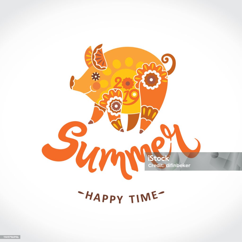 Ilustración de Sunny Pig Lindo Cerdito De Dibujos Animados Logotipo ... Ilustración de Sunny Pig Lindo Cerdito De Dibujos Animados Logotipo ...