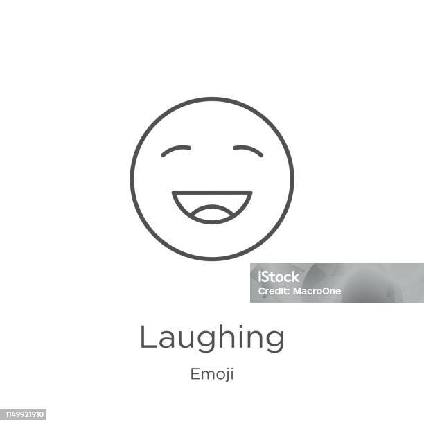 Vecteur De Licône De Rire De La Collection Emoji Fine Ligne Rire