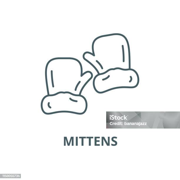 Ikon Garis Vektor Mittens Konsep Linear Tanda Kerangka Simbol Ilustrasi
