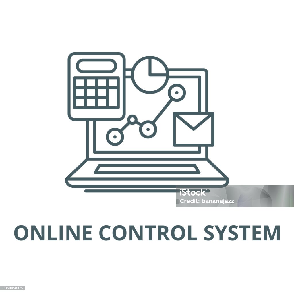 Ikon Garis Vektor Sistem Kontrol Online Konsep Linear Tanda Kerangka