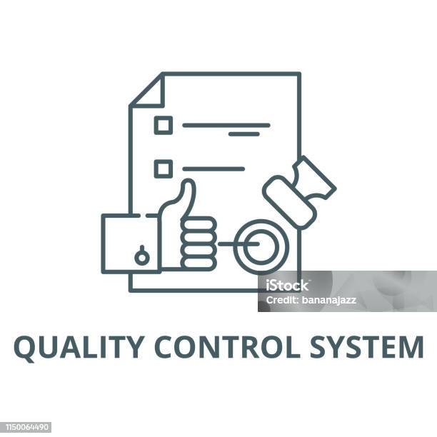 Ikon Garis Vektor Sistem Kontrol Kualitas Konsep Linear Tanda Kerangka