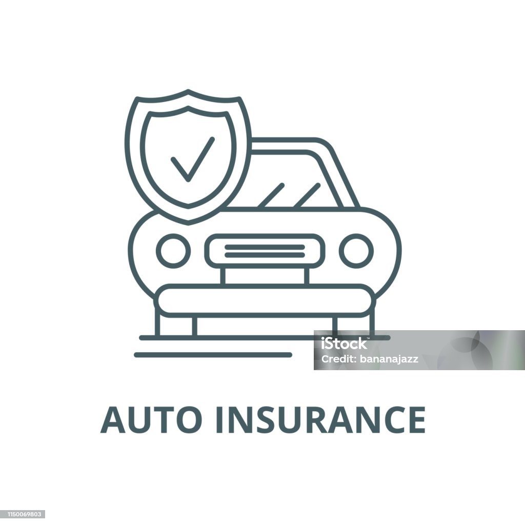 Icône De Ligne Vectorielle Dassurance Auto Concept Linéaire Signe De