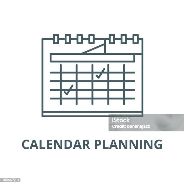 Calendrier De Planification De Licône De Ligne Vectorielle Concept Linéaire Signe De Contour