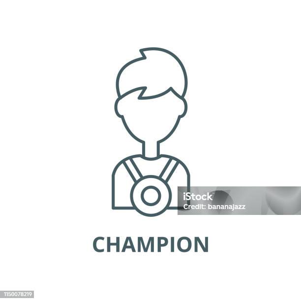 Ikon Garis Vektor Juara Konsep Linear Tanda Kerangka Simbol Ilustrasi