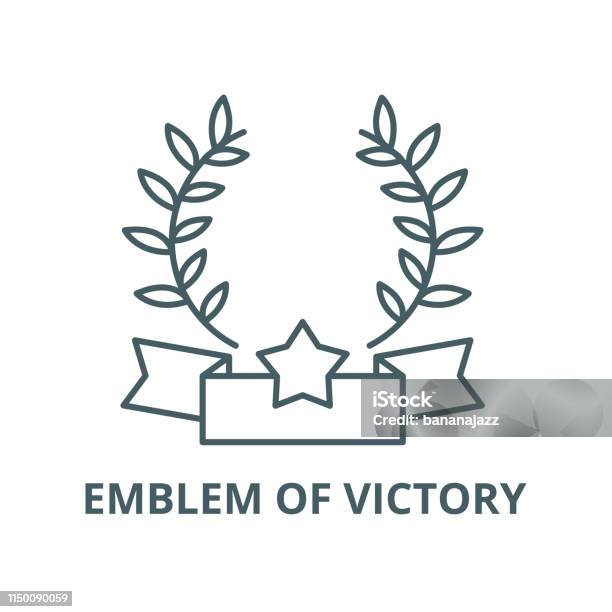 Vetores De Emblema Do Ícone Da Linha Do Vetor Da Vitória Conceito