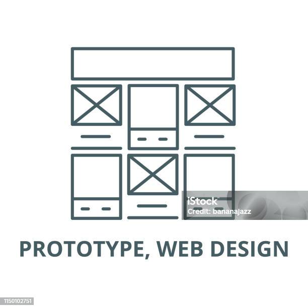 Prototipe Ikon Garis Vektor Desain Web Konsep Linear Tanda Kerangka