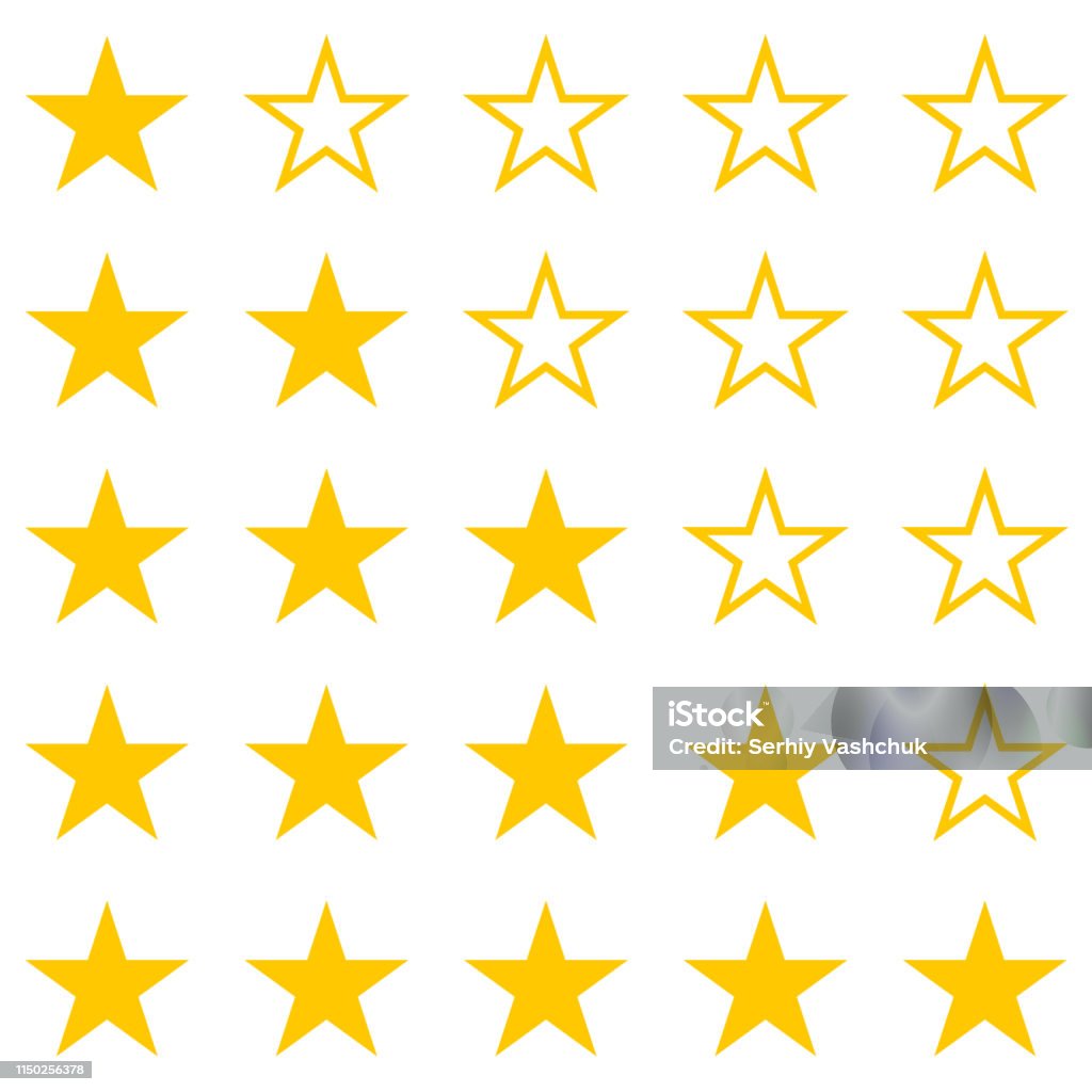 Image Vectorielle Dun Ensemble Détoiles Jaunes Rating Une Étoile Deux