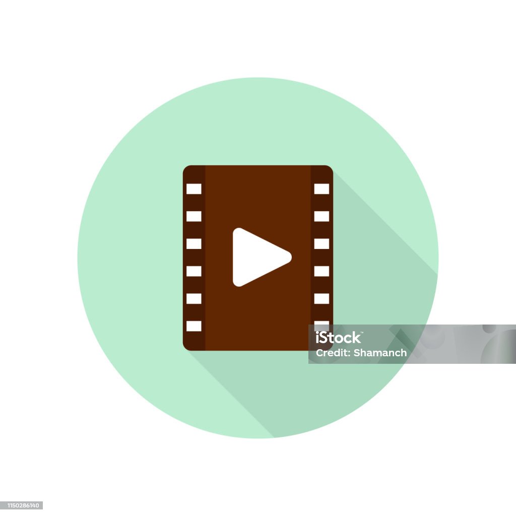 Image Vectorielle De Licône De Films Plats Avec Le Bouton De Lecture Et