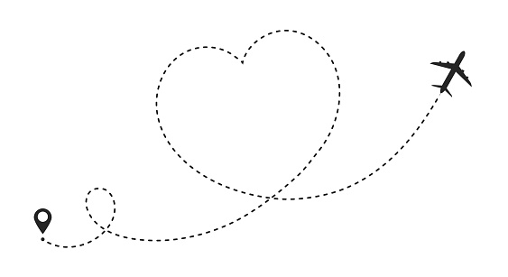 Route Davion En Forme De Coeur Concept De Voyage Romantique Concept De