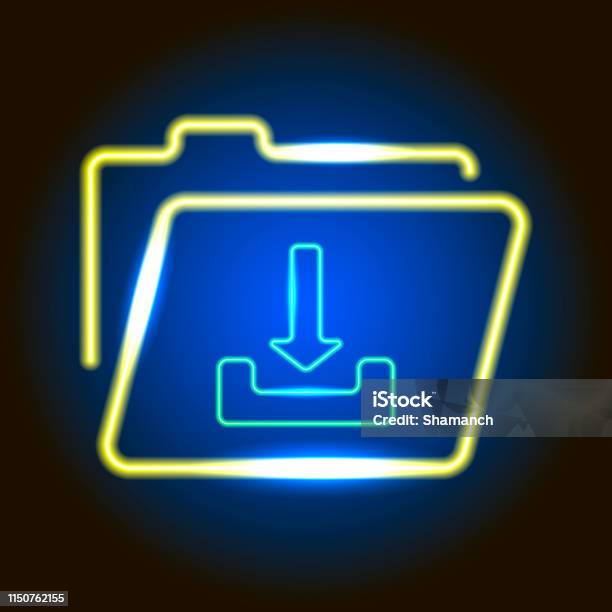 Dokumen Kuning Neon Dan Folder File Dengan Ikon Logo Unduhan Terisolasi